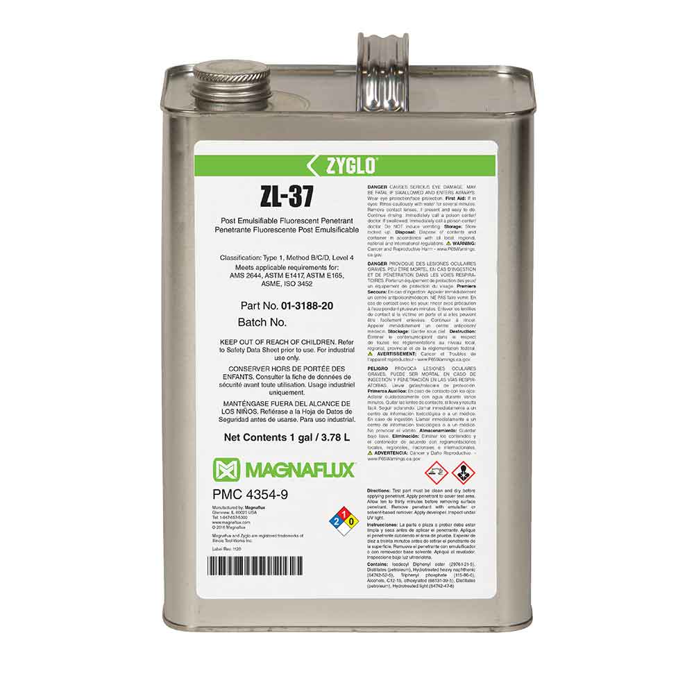 Magnaflux Zyglo ZL-37 Post Emulsifiable Fluorescent Penetrant
